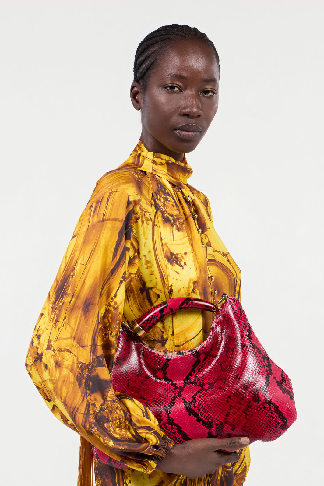 Python-Print Hobo Bag in Fuchsia for Women | Roberto Cavalli®