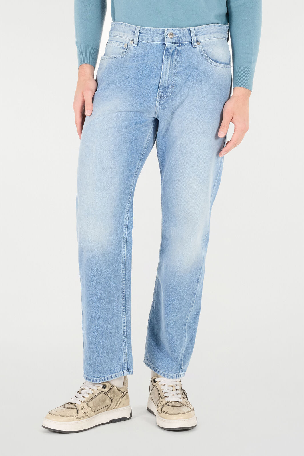 Jeans With Faded Detailing in Light blue for Men | Roberto Cavalli®